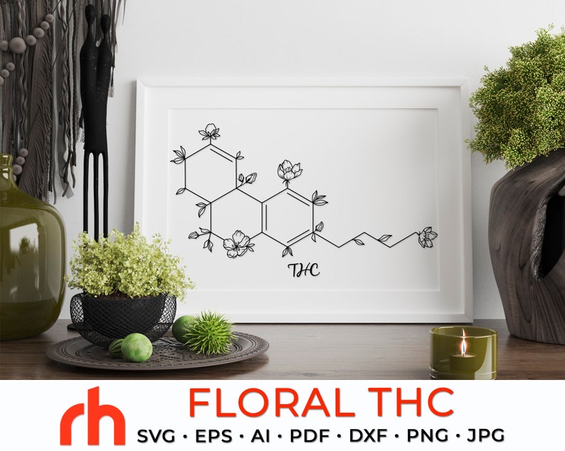 Floral THC SVG Flower Molecule Cut File Molecular Structure - Etsy