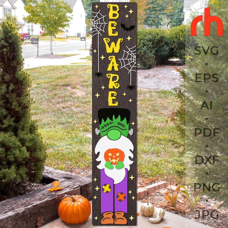 Beware SVG, Halloween Porch Sign Cut File, Fall Layered Leaner DXF ...