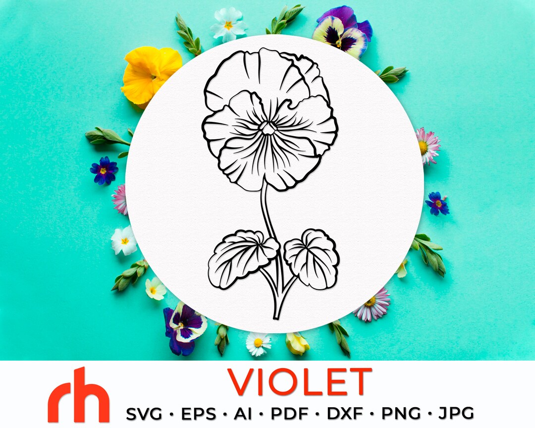 Violet SVG, February Flower Cut File, Pansies Outline, Aquarius Plant ...