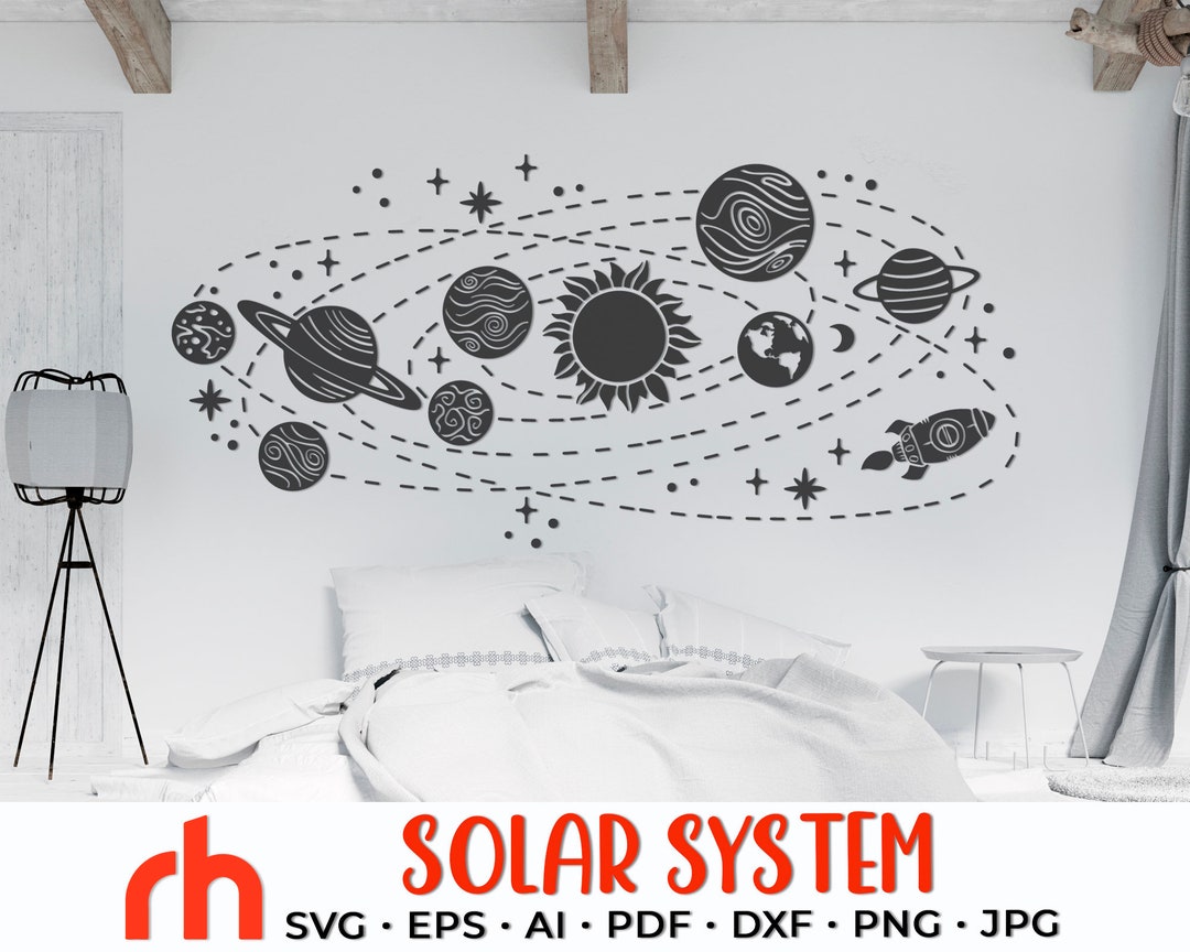 Solar System SVG, Orbit Planets Silhouette, Space Decor Cut File - Etsy