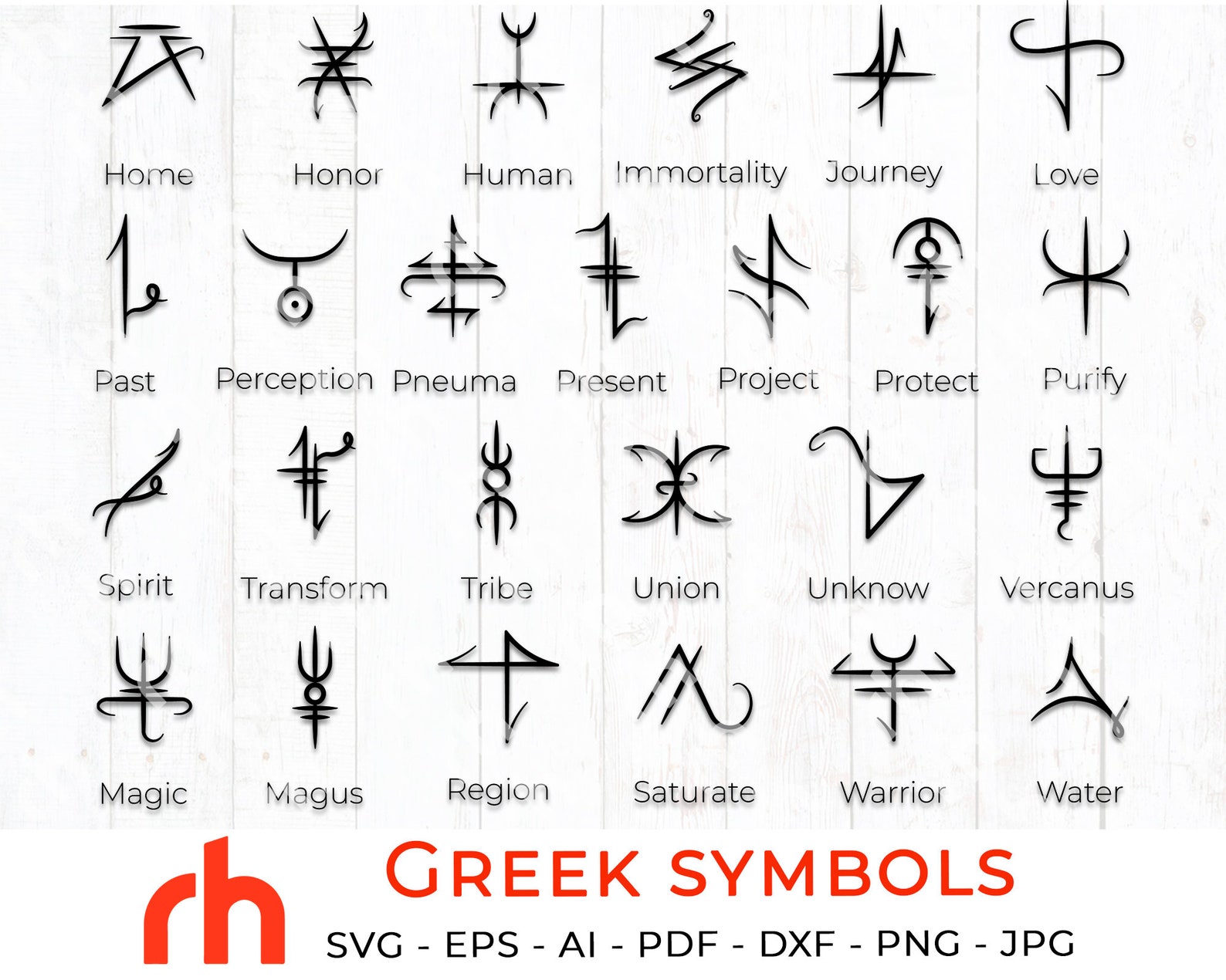 Greek symbols svg Greek mythology svg Woman tattoo svg | Etsy