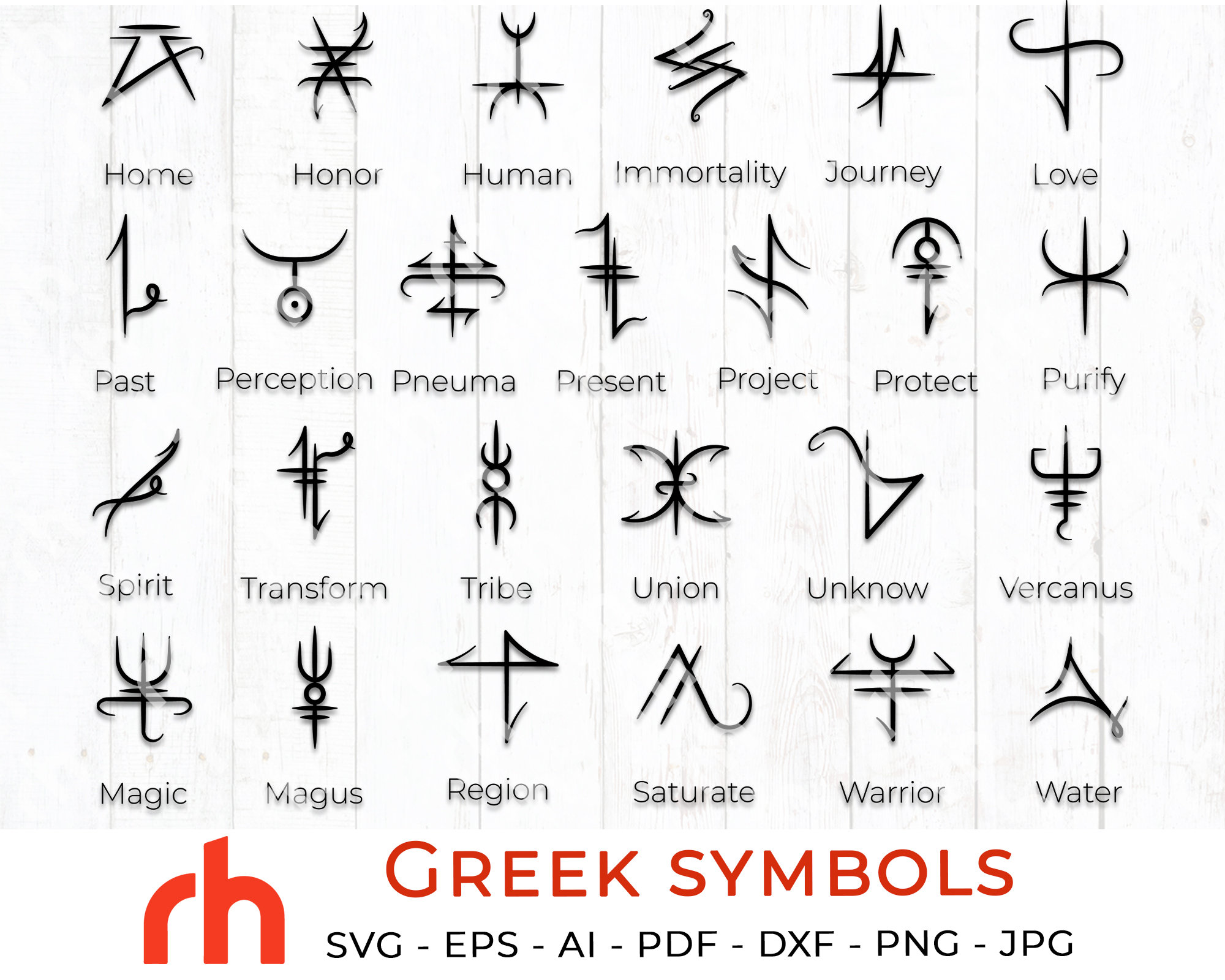 Símbolos griegos svg mitología griega svg Mujer tatuaje | Etsy