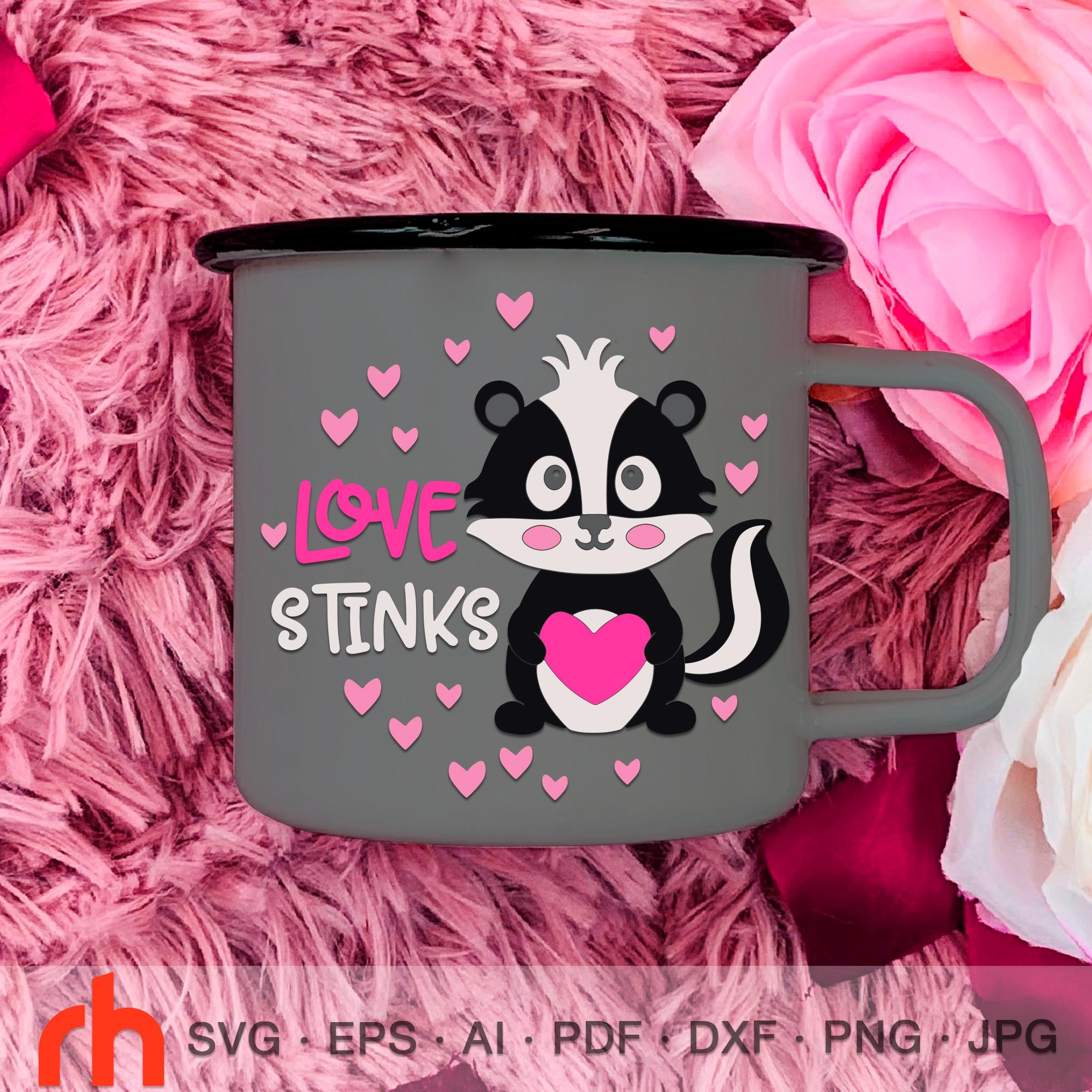 Love Stinks SVG, Layered Door Sign Cut File, Silhouette of a Skunk With ...
