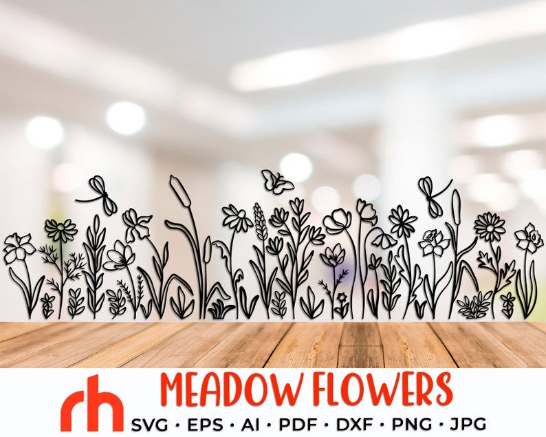 Meadow Flowers SVG Spring Border Cut File Easter Decor DXF - Etsy