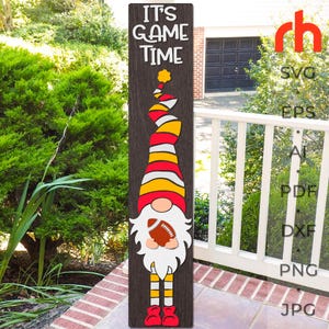 It’s Game Time SVG, Layered Porch Sign Cut File, Silhouette of a Gnome ...
