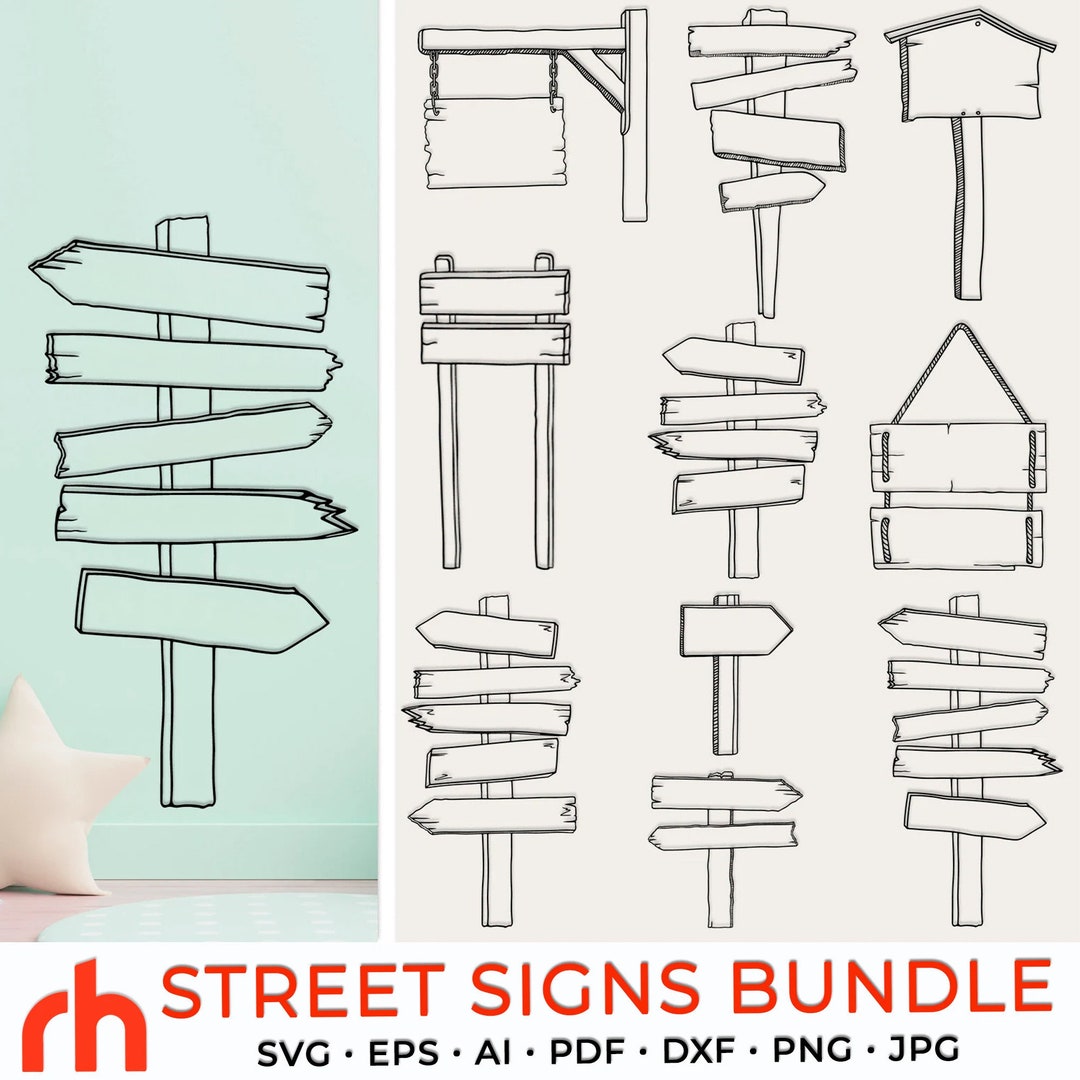 Street Signs SVG Wooden Signs Cut File - Etsy