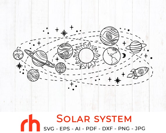 Solar system svg Solar system silhouette Solar system with | Etsy