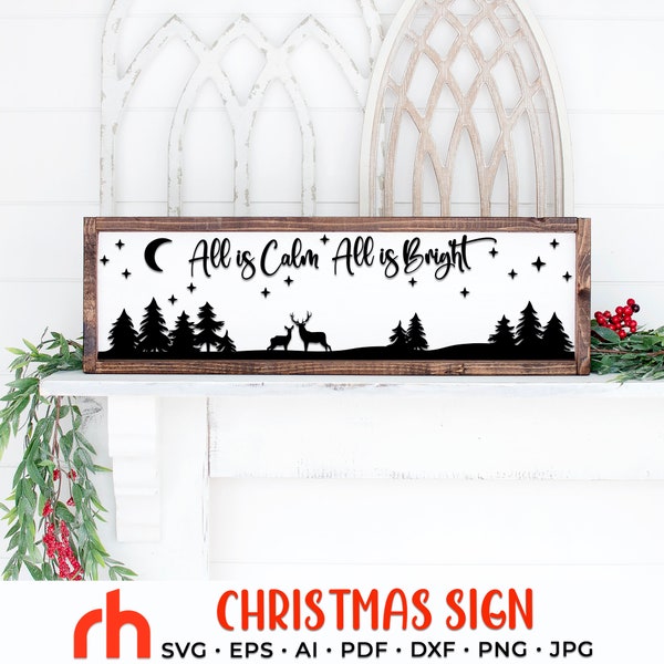 All is Calm All is Bright Sign - Etsy