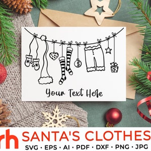 Santa's Clothes SVG, Christmas Clothesline Cut File, Xmas Card DXF ...
