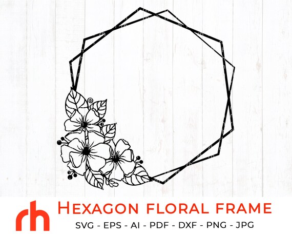 Cornice floreale esagonale svg Cornice floreale Esagonale | Etsy