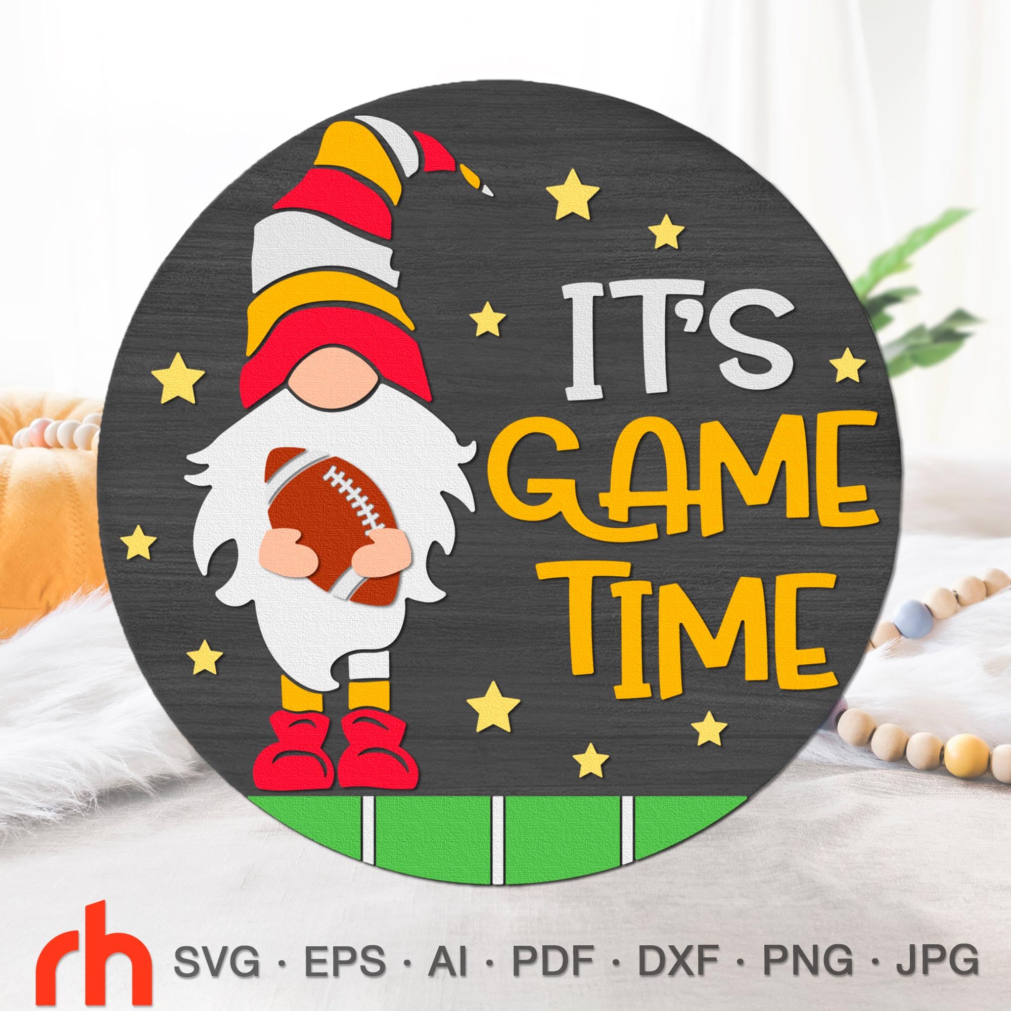 It’s Game Time SVG, Layered Door Sign Cut File, Silhouette of a Gnome ...