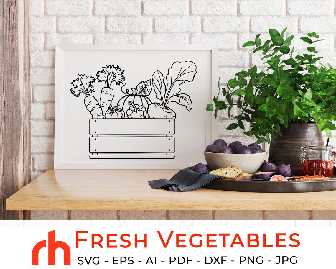 Vegetables in a Box SVG, Farm Fresh Cut File, Farmers Market DXF ...