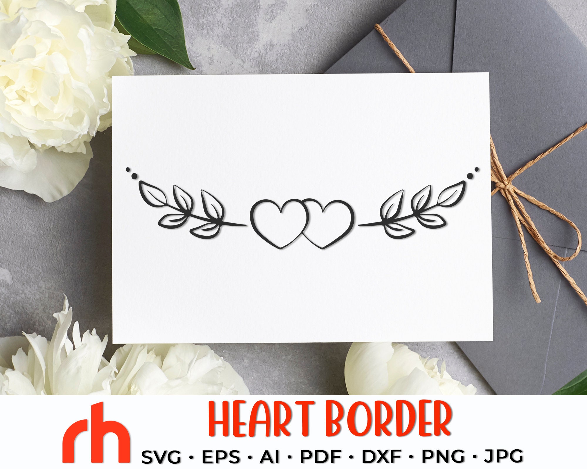 Heart Border SVG Leaves Wreath Cut File Wedding Divider DXF - Etsy