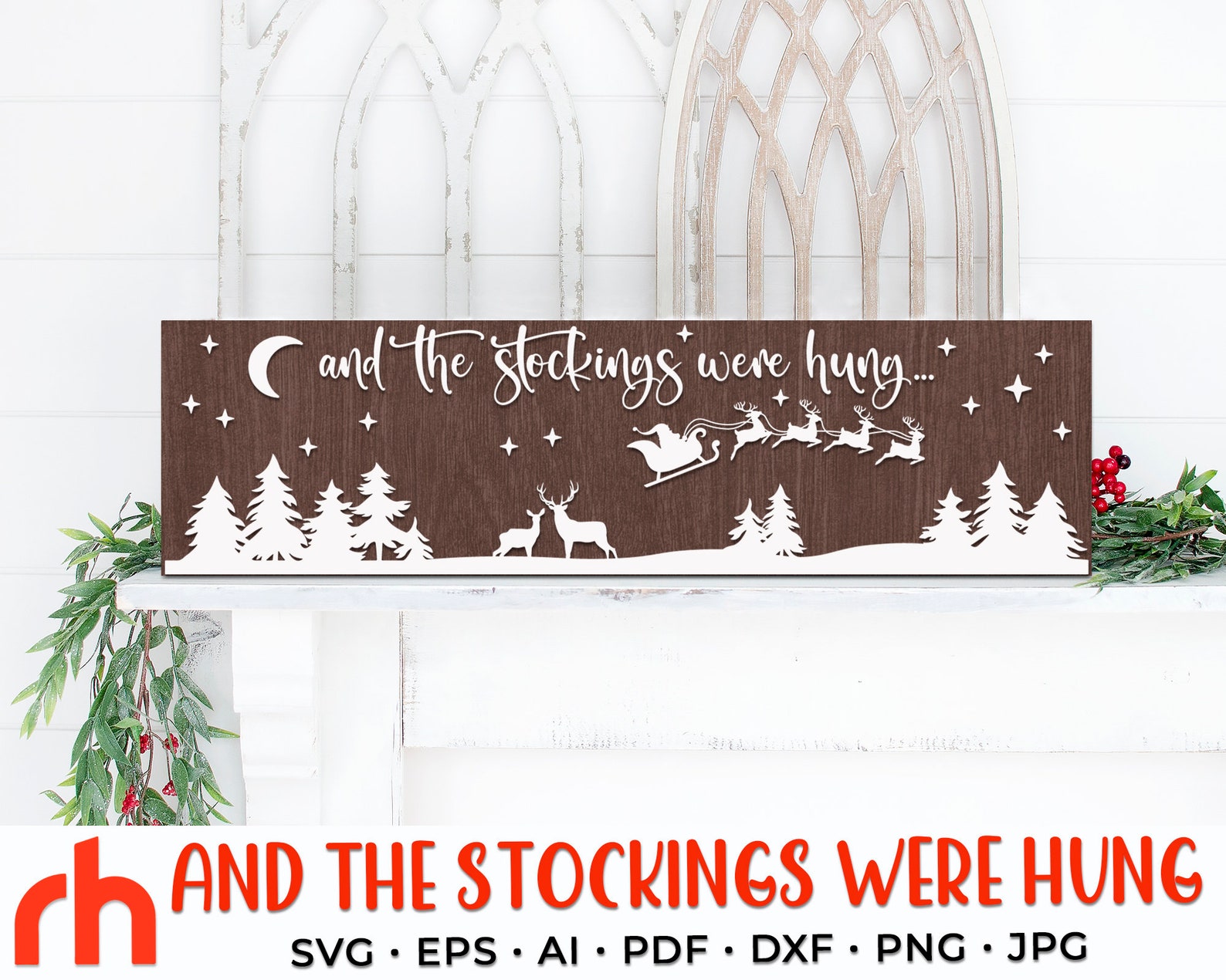 And the Stockings Were Hung SVG Christmas Porch Sign Cut - Etsy