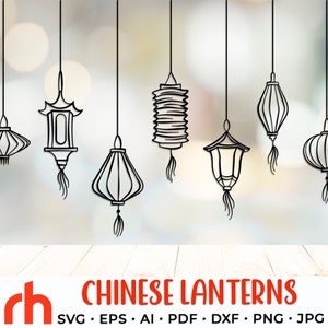 Chinese Lanterns SVG Hanging Lanterns Cut File - Etsy