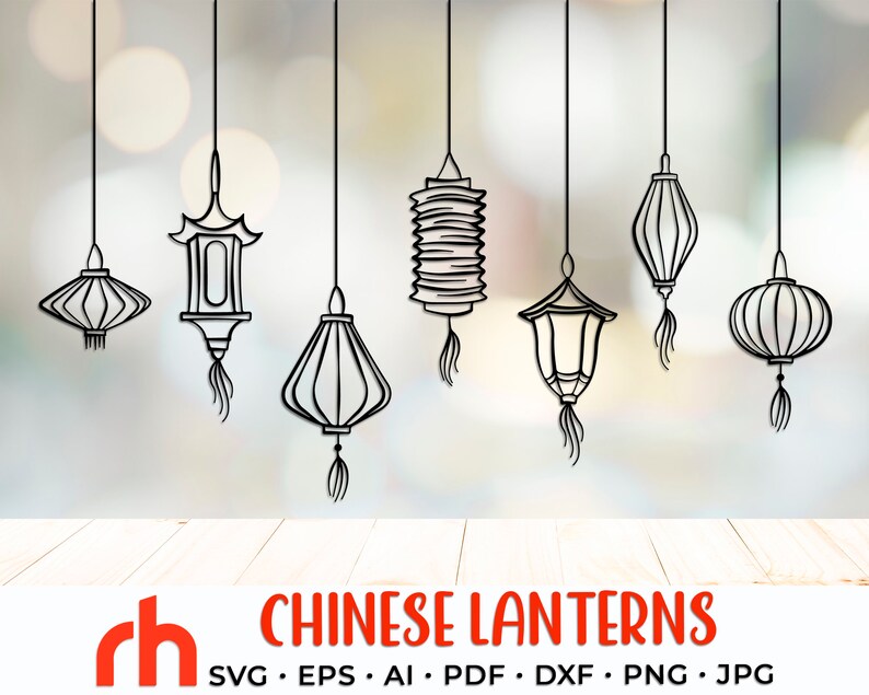 Chinese Lanterns SVG Hanging Lanterns Cut File - Etsy