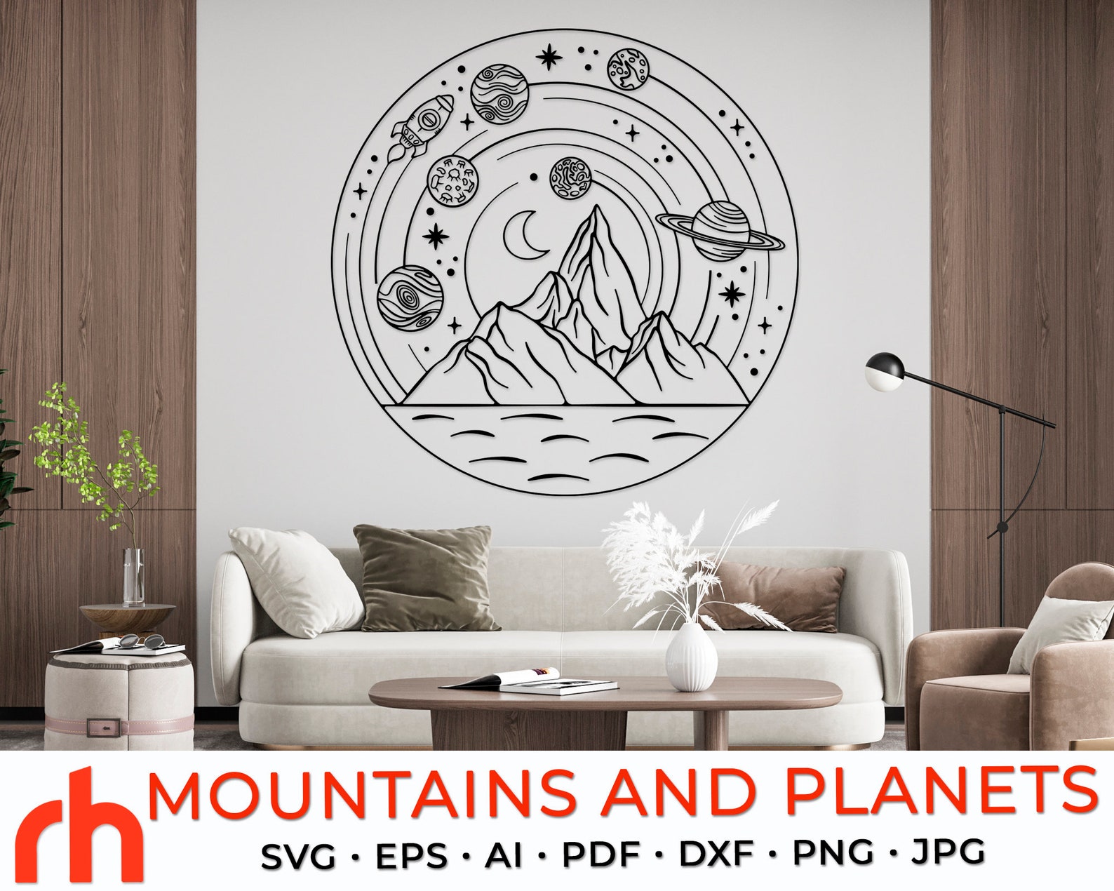 Mountains and Planets SVG Solar System Cut File - Etsy