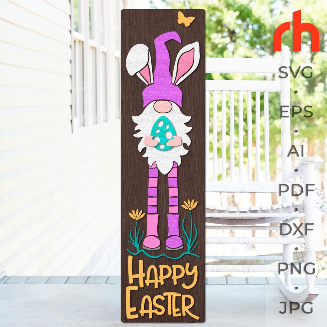Happy Easter SVG, Easter Porch Sign Cut File, Layered Spring Leaner DXF ...