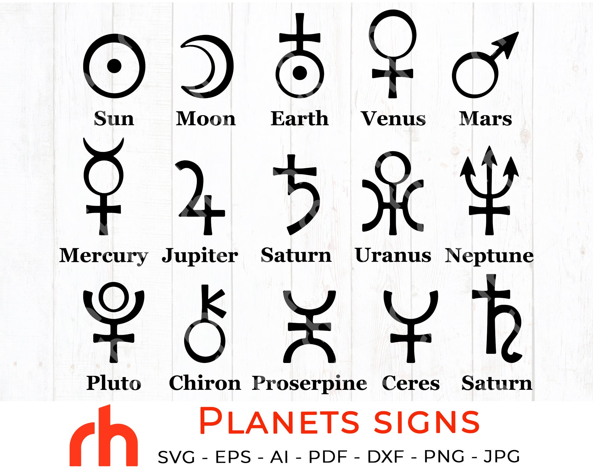 Planeten Zeichen svg Planeten Symbole SVG Astrologische | Etsy