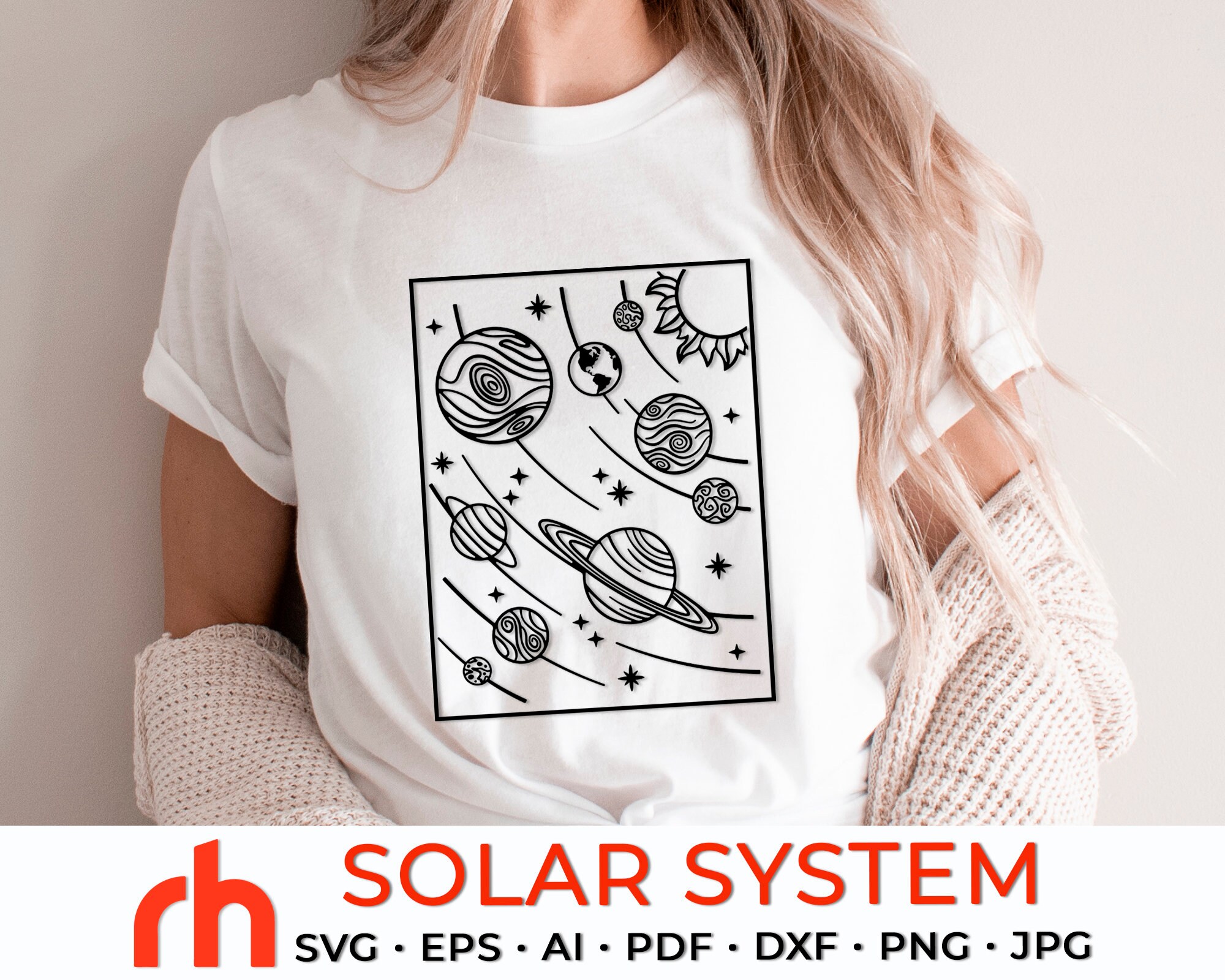 Solar System SVG, Space Decor Cut File, Planets on the Orbit DXF, Space ...