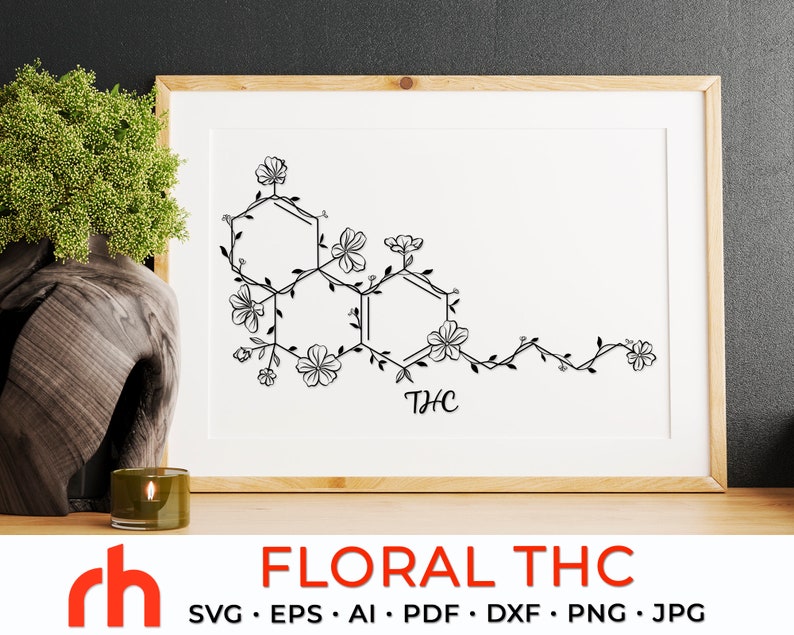 Floral THC SVG Flower Molecule Cut File Molecular Structure - Etsy