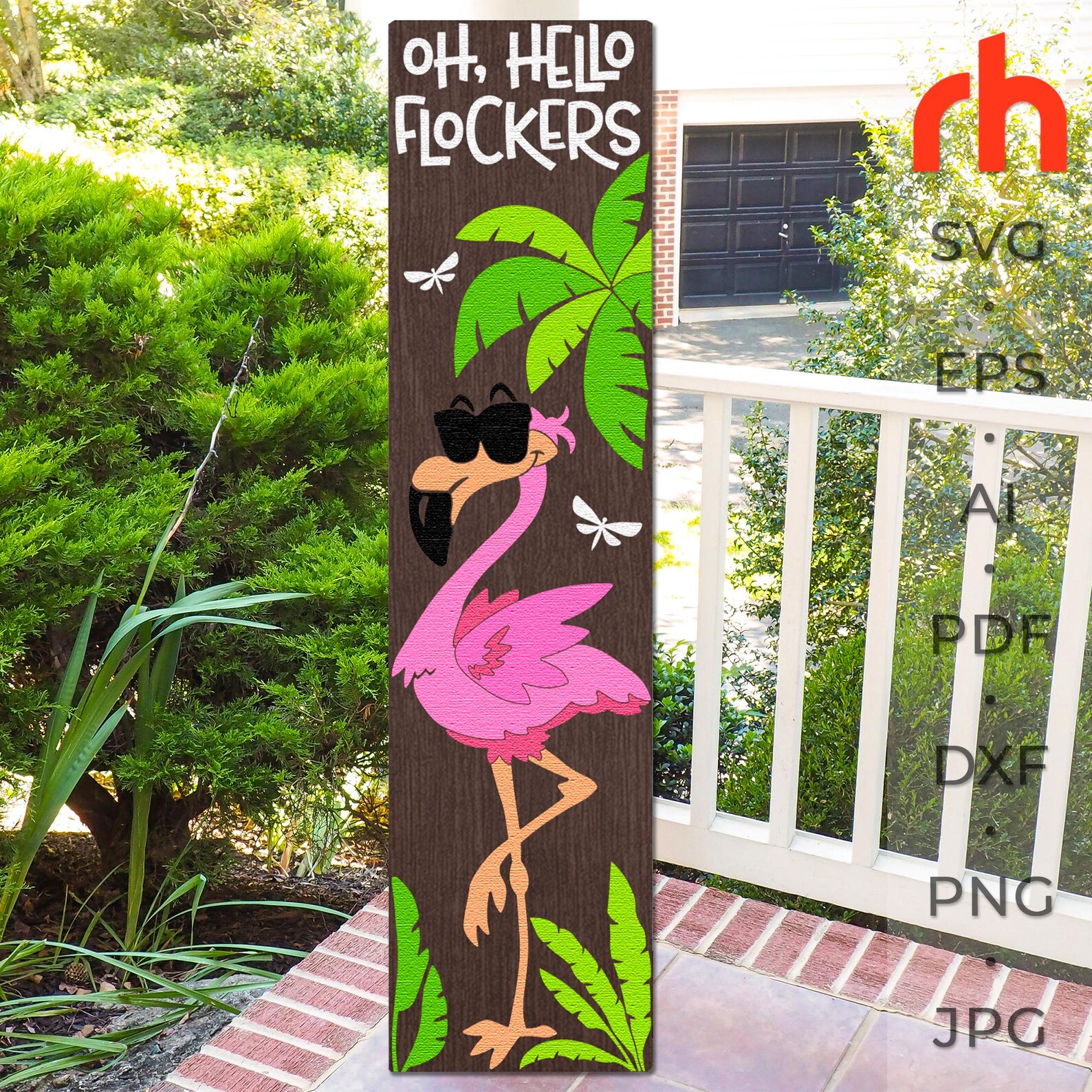 Hello Flockers SVG, Layered Porch Sign Cut File, Summer Leaner DXF ...