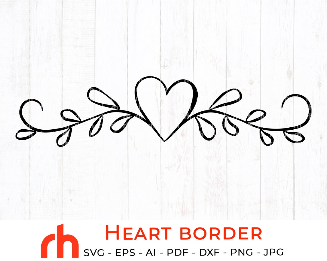 Herzrand svg Herzkranz svg Herz Lorbeer svg Herzteiler | Etsy