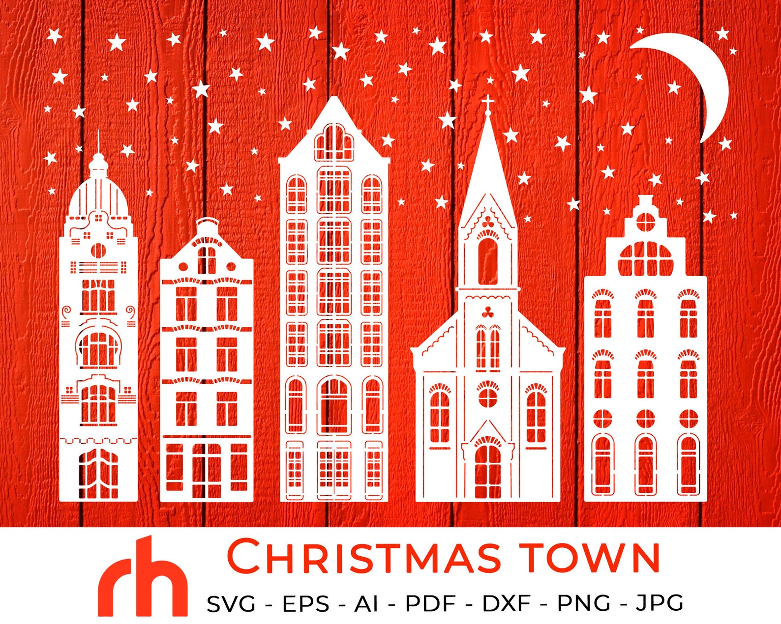 Christmas Town SVG Xmas Village Cut File | Etsy