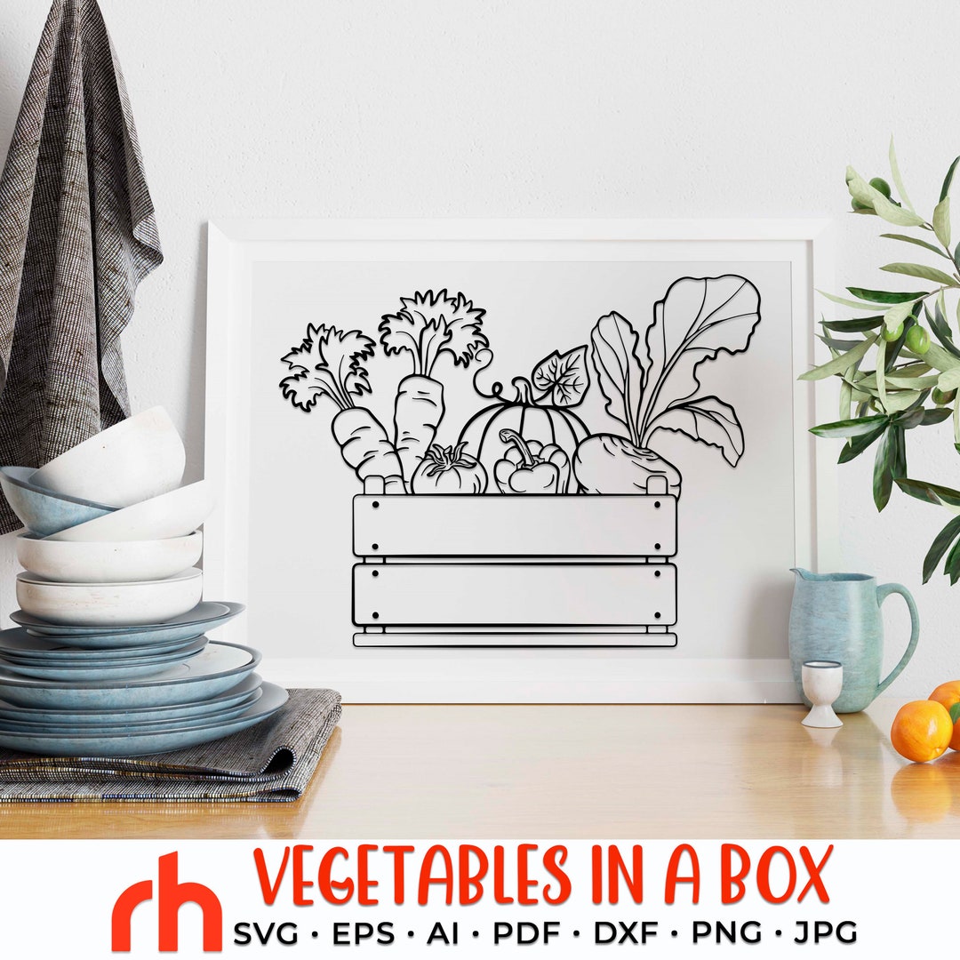 Vegetables in a Box SVG, Farm Fresh Cut File, Farmers Market DXF ...