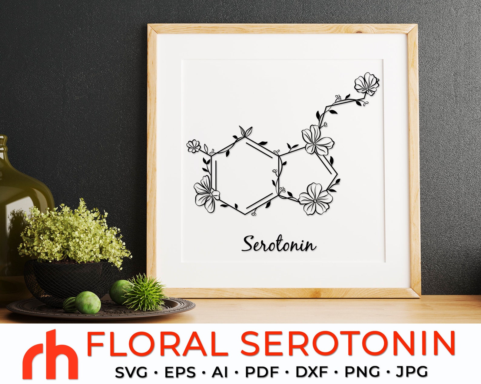 Floral Serotonin SVG Flower Molecule Cut File - Etsy
