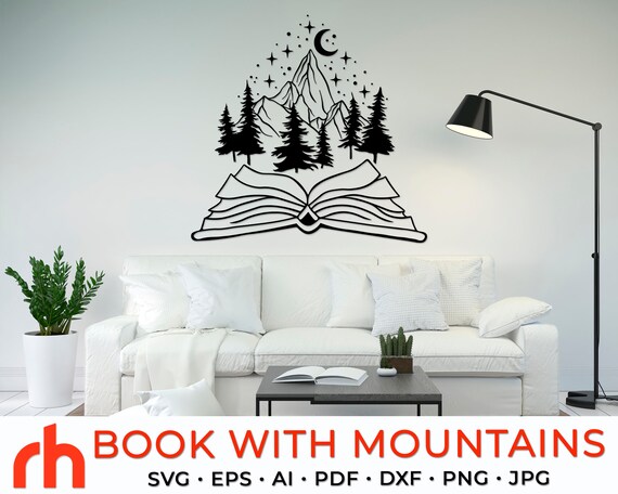 Book With Mountains SVG Library Cut File - Etsy