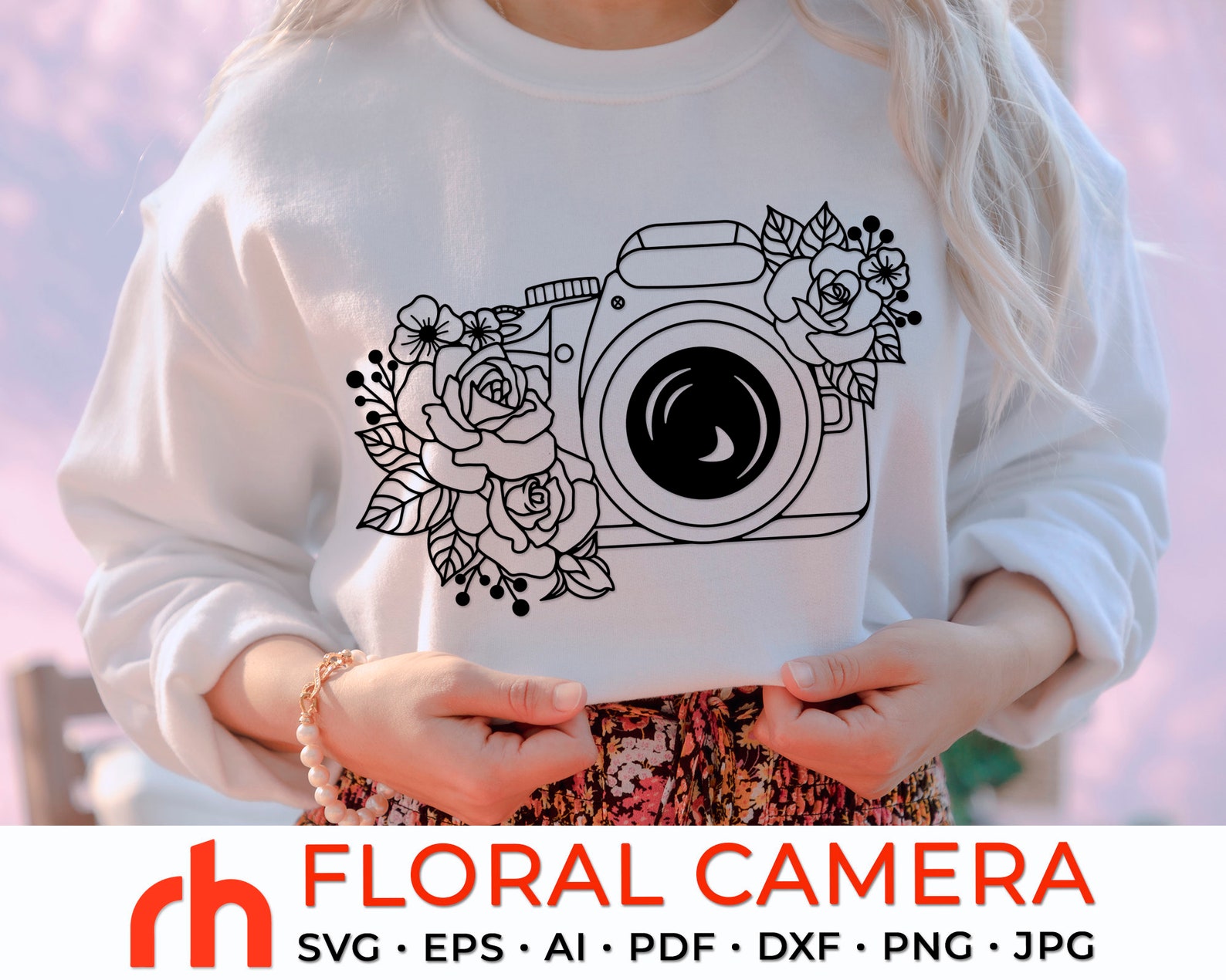 Floral Camera SVG Flower Camera Cut File Photographer DXF - Etsy