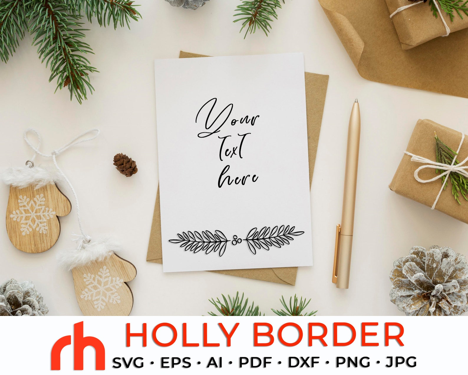 Holly Border SVG Christmas Divider Cut File Leaves Wreath - Etsy