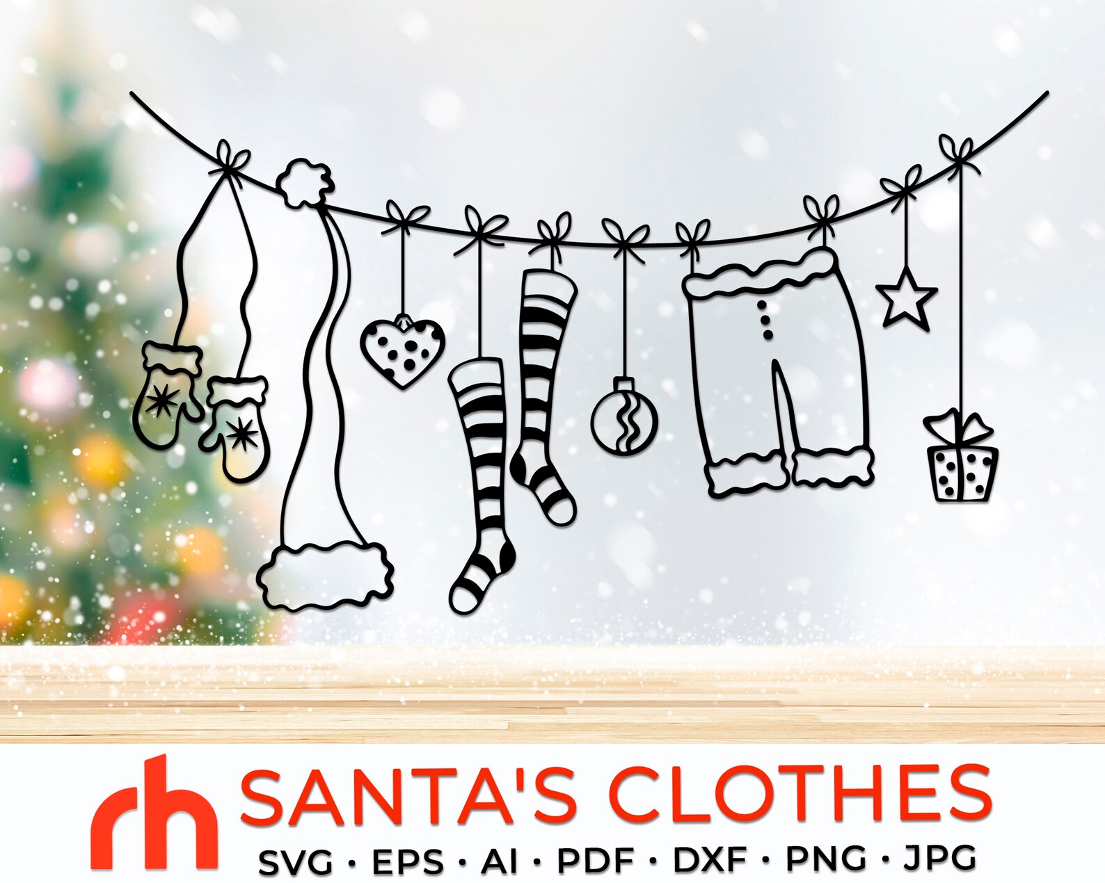 Santa's Clothes SVG Christmas Clothesline Cut File - Etsy