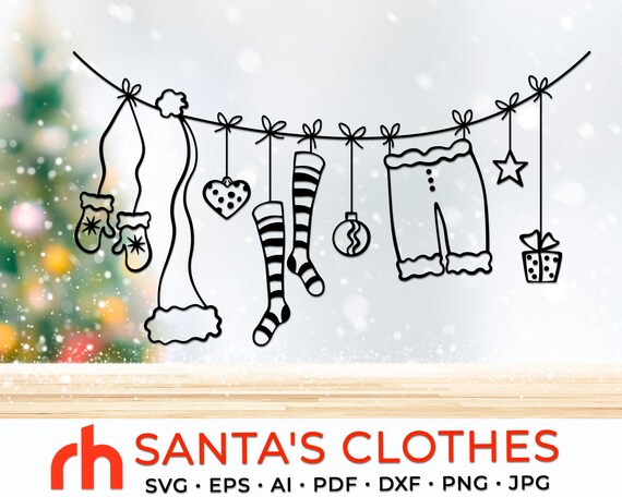 Santa's Clothes SVG Christmas Clothesline Cut File - Etsy