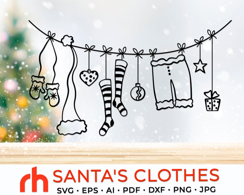 Santa's Clothes SVG Christmas Clothesline Cut File - Etsy