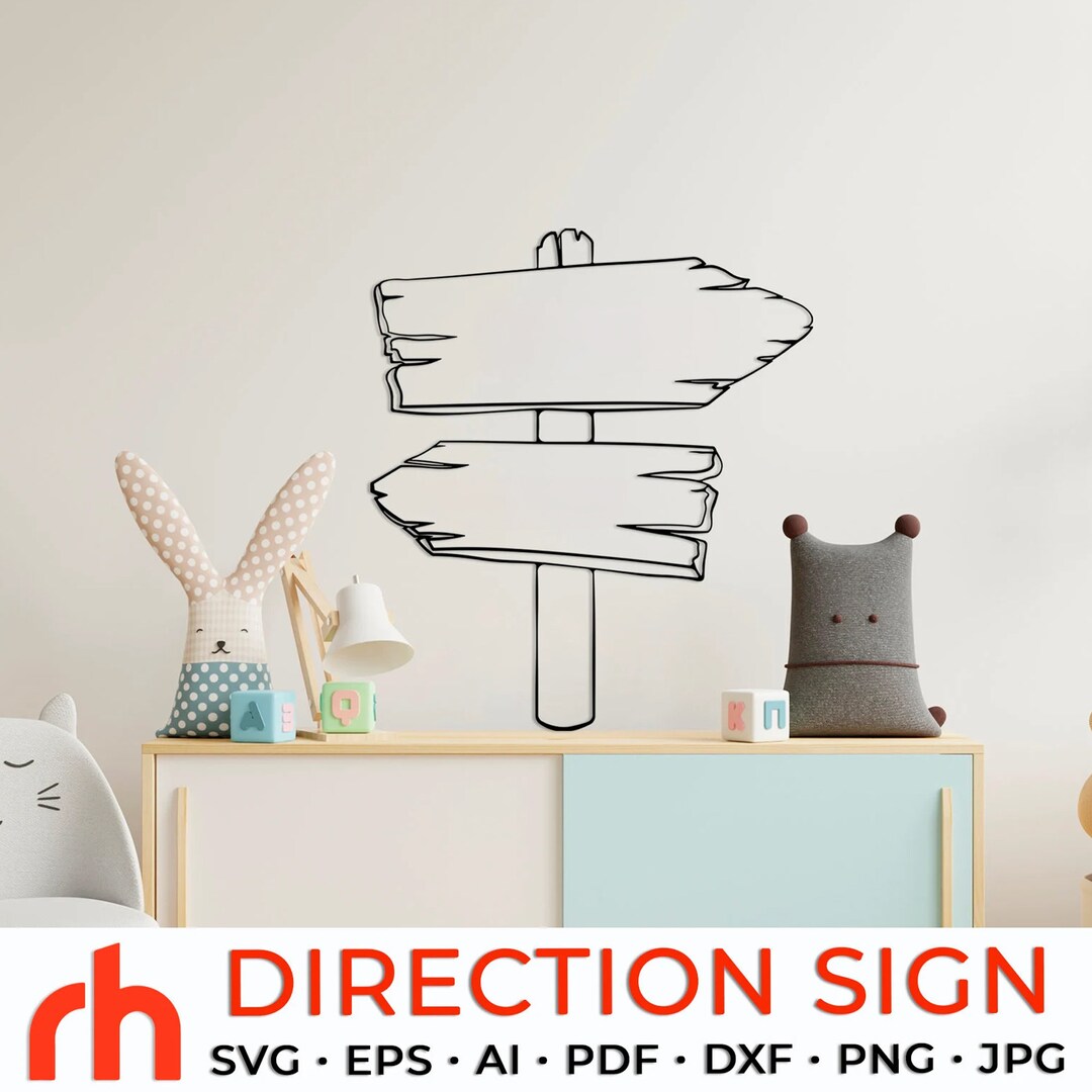 Wooden Sign SVG, Direction Board Cut File, Old Signboard DXF, Signpost ...