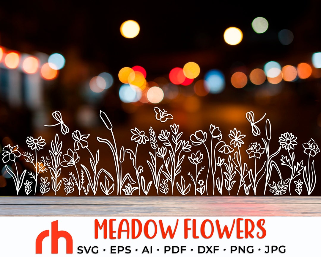 Meadow Flowers SVG, Spring Border Cut File, Easter Decor DXF - Etsy