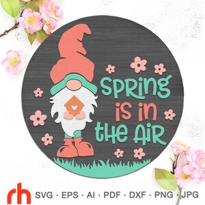 Spring Gnome Sign SVG Bundle, Garden Door Sign Cut File, Layered Spring ...