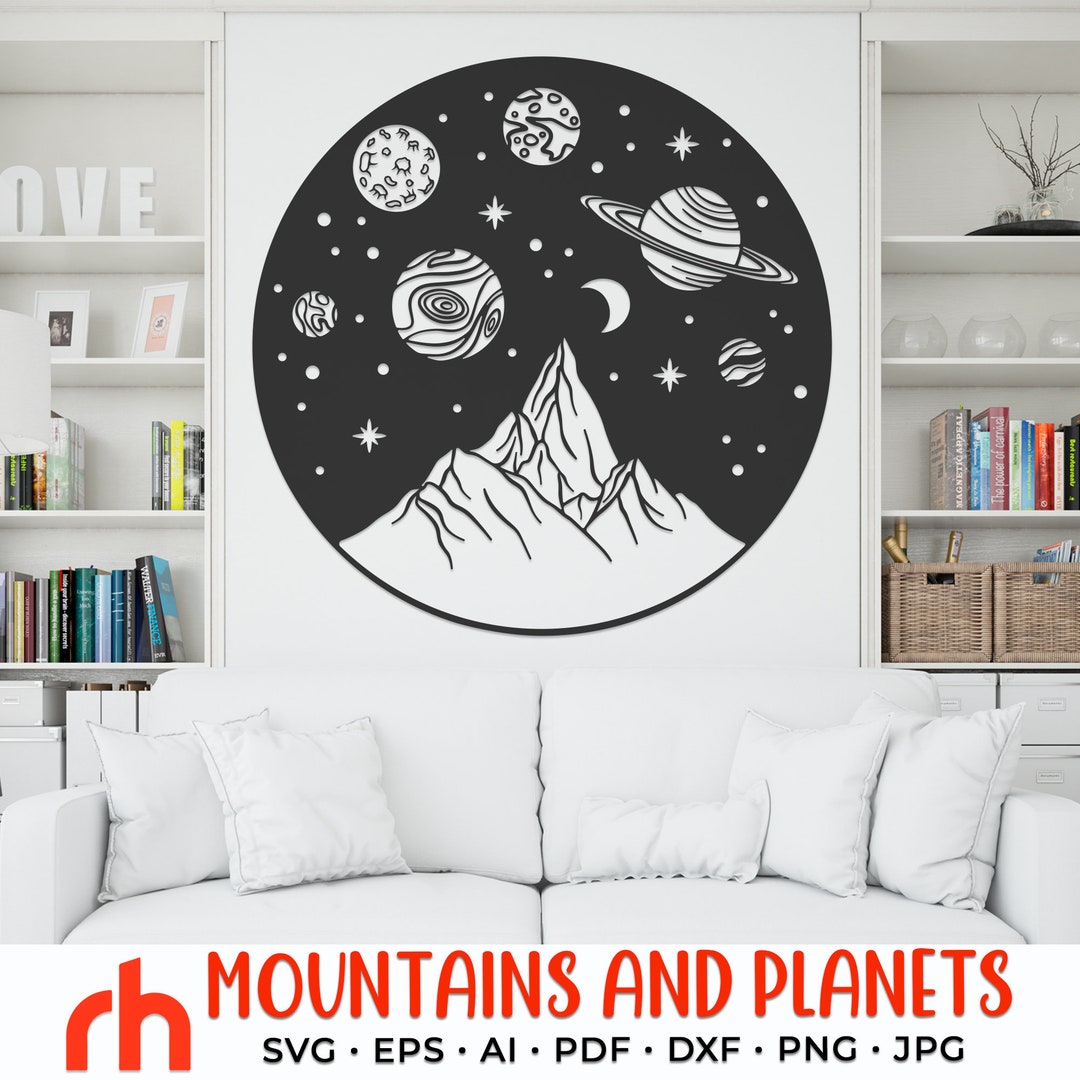 Mountains and Planets SVG, Solar System Cut File, Adventure Awaits DXF ...