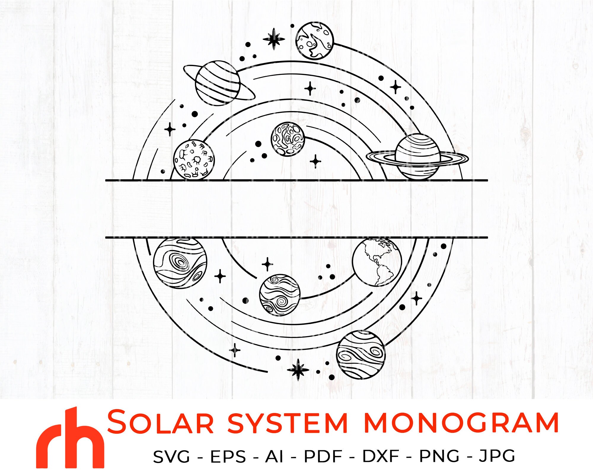 Solar System Monogram Svg Solar System Logo Svg Space | Etsy