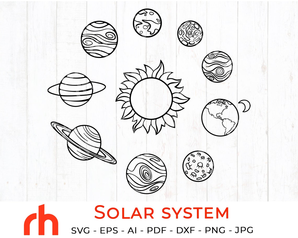 Solar system svg Planets svg Solar system silhouette | Etsy