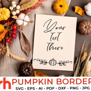 Pumpkin Border SVG, Fall Wreath Cut File, Pumpkin With Leaves DXF ...