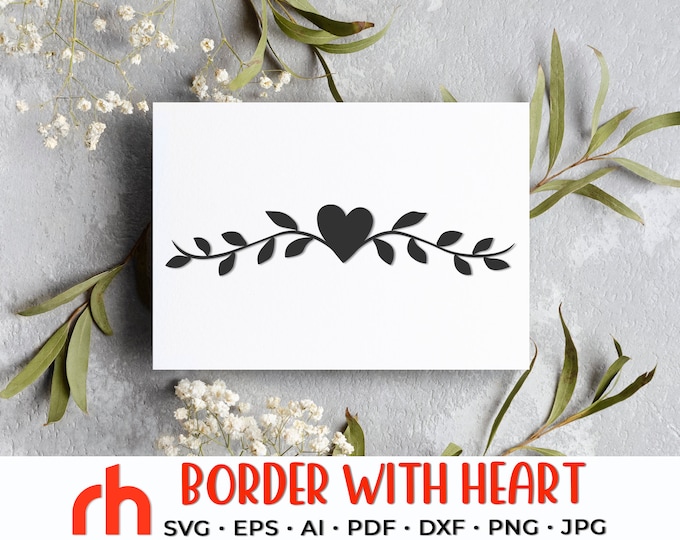 Heart Border Svg, Heart Frame Svg, Heart Text Divider, Flower Border ...