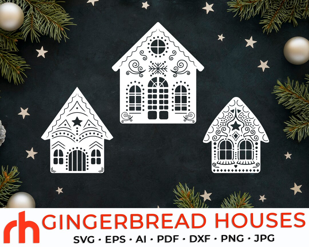 Gingerbread Houses SVG Christmas Decoration Cut File - Etsy