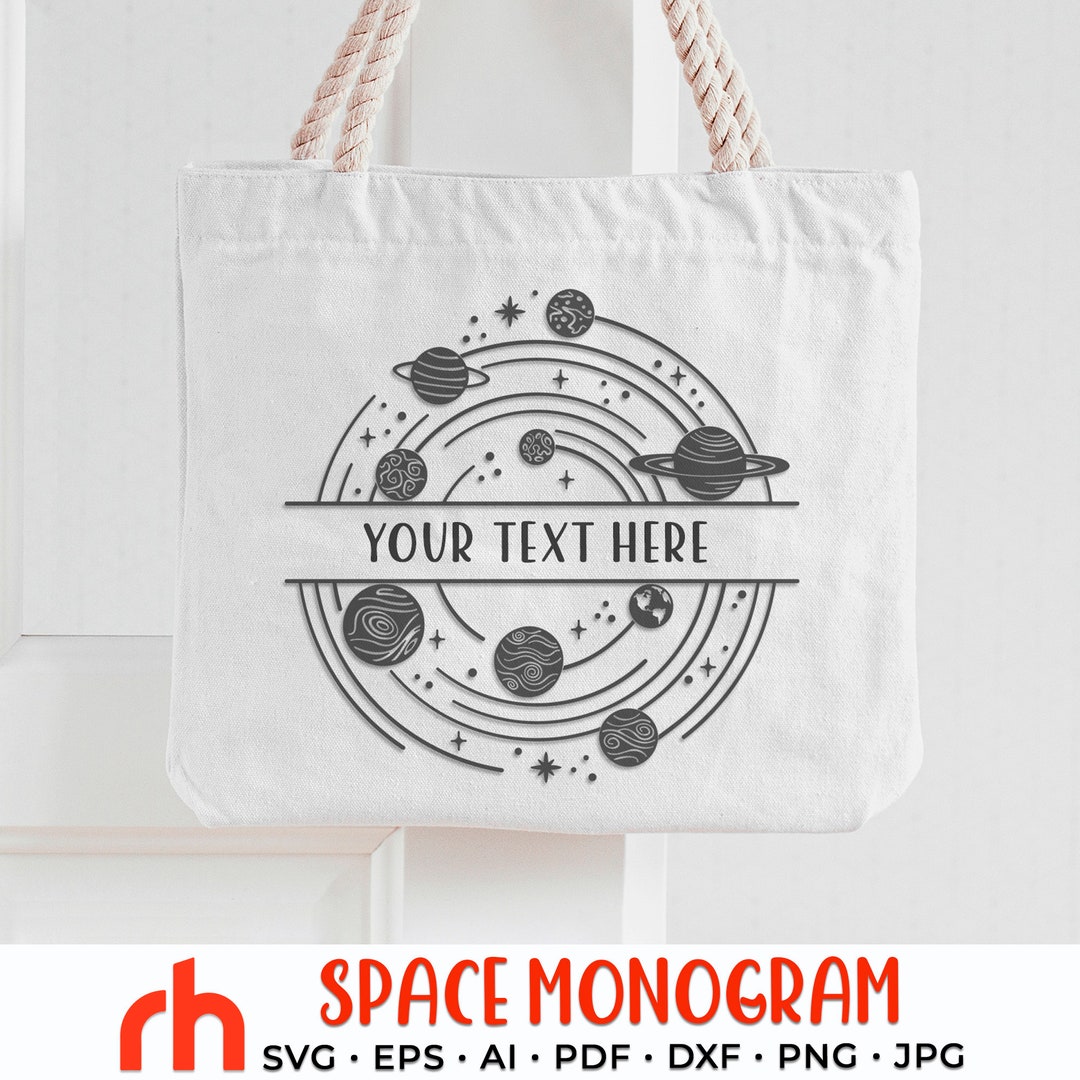 Solar System With Name SVG, Space Logo Cut File, Kids Monogram DXF ...