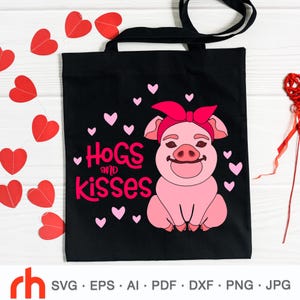 Hogs and Kisses SVG, Layered Door Sign Cut File, Silhouette of a Pig in ...
