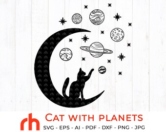 Space Cat Svg | Etsy