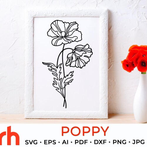 Poppy SVG Leo Flower Cut File August Plant DXF - Etsy