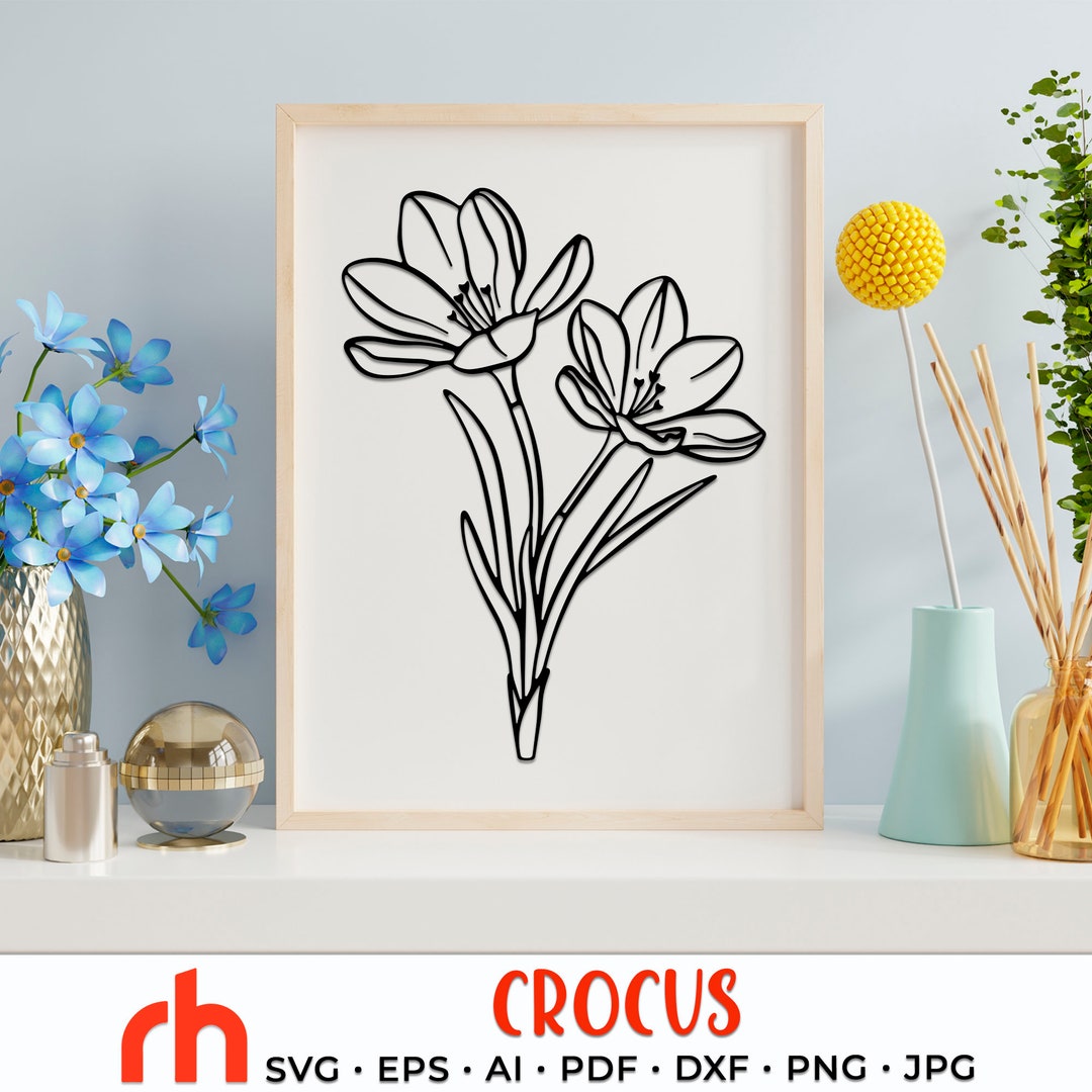 Crocus SVG, Spring Flower Cut File, March Birth Plant DXF, Crocus ...